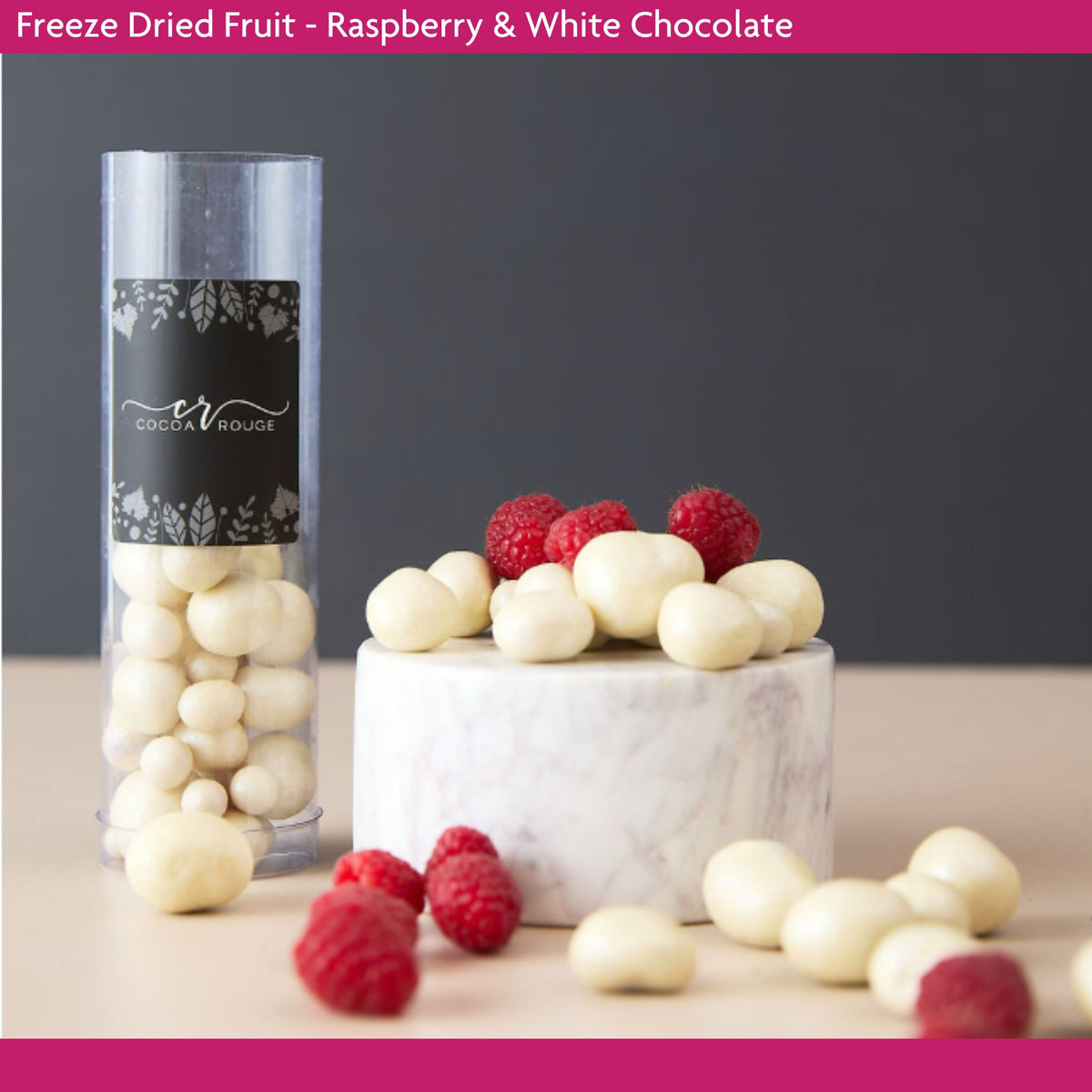 Raspberries in White Chocolate– Cocoa Rouge